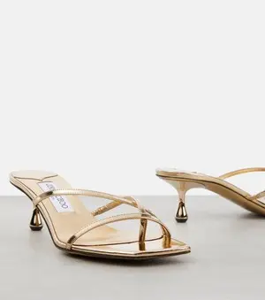 JIMMY CHOO Etana Metallic Leather Mules