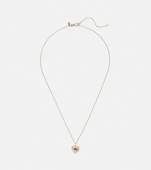 SYDNEY EVAN Fluted Heart Ruby Necklace - Gold
