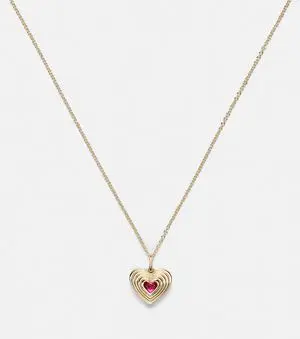 SYDNEY EVAN Fluted Heart Ruby Necklace