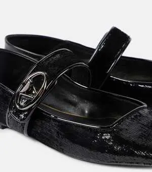 Valentino Garavani Vlogo Locker Mary Jane Flats - Black