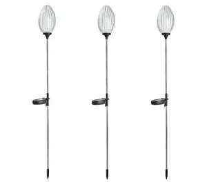GLITZHOME 36' Solar Powered Oval Flower Stake L Ight S/3 - One-color