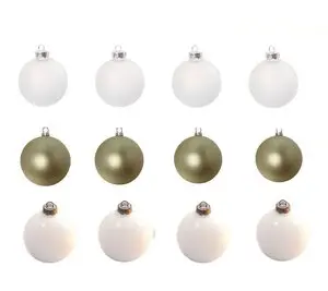 WHITEHURST S/12 White/champagne/snow Glass Chri Stmas Ornaments - One-color