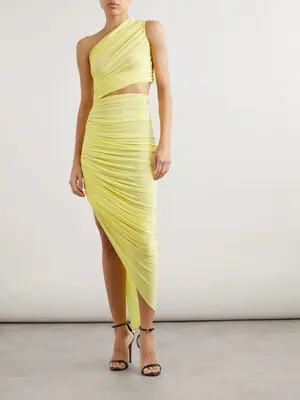 AZZEDINE ALAIA Alaïa One-shoulder Cutout Stretch-jersey Midi Dress