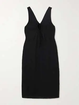 DEIJI STUDIOS Cutout Linen Midi Dress
