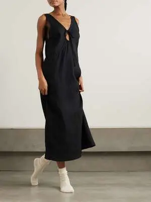 DEIJI STUDIOS Cutout Linen Midi Dress