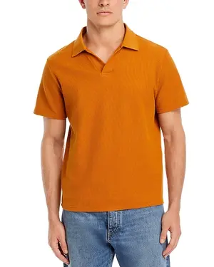 FRAME Jacquard Short Sleeve Open Collar Polo Shirt Rust