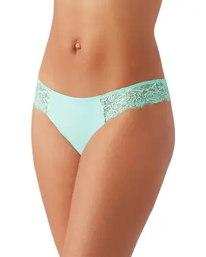 Wacoal B. Tempt'd It's On Lace Trim Thong - Cabbage