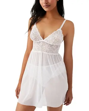 Wacoal B. Tempt'd It's On Mesh Lace Chemise - Sea Salt
