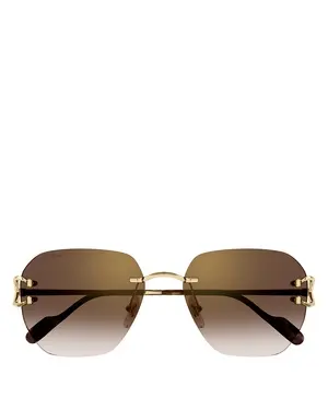 Cartier Signature C Square Sunglasses - Gold/brown Gradient