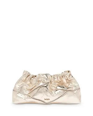 Ba&sh Ruched Metallic Leather Clutch