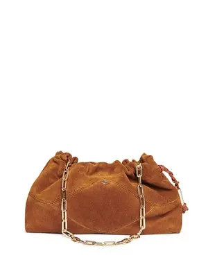 Ba&sh June Small Suede Clutch - Cognac