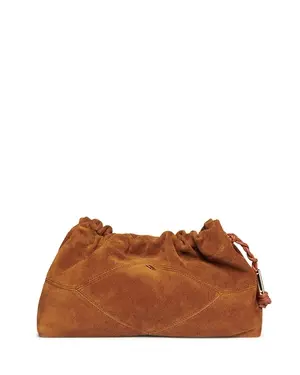 Ba&sh June Small Suede Clutch - Cognac