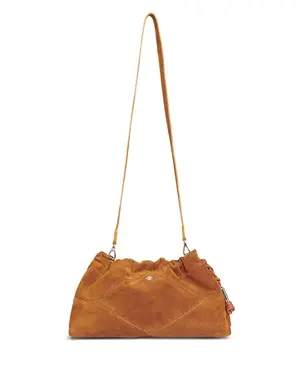Ba&sh June Small Suede Clutch - Cognac