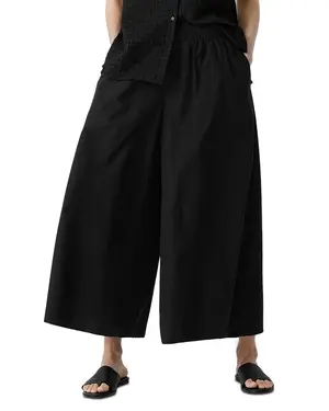 Eileen Fisher Cotton Cropped Wide Leg Pants