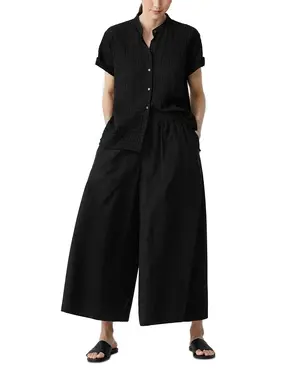 Eileen Fisher Cotton Cropped Wide Leg Pants