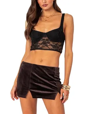EDIKTED Sheer Lace Bra Top - Black