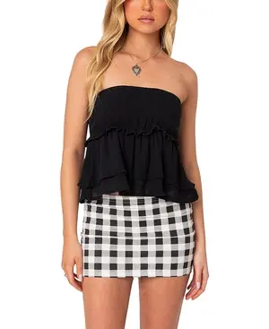 EDIKTED Strapless Peplum Top Black