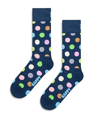 Happy Socks Big Dot Crew Socks - Navy