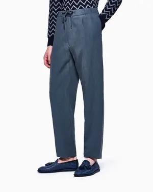 Giorgio Armani Single-pleat Linen-canvas Trousers - Grey