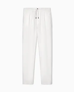 Giorgio Armani Single-pleat Linen-canvas Trousers - White