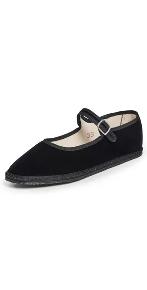 VIBI VENEZIA Velvet Mary Jane Flats - Nero
