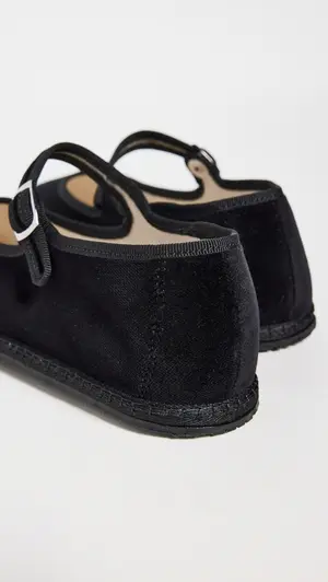 VIBI VENEZIA Velvet Mary Jane Flats - Nero