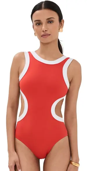 Staud Dolce One-Piece Red/white