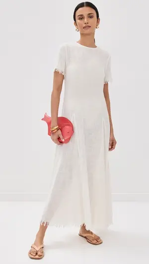 Staud Le Havre Gauze Dress - Buttercream