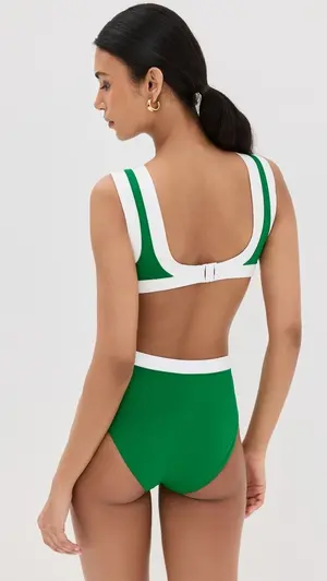 Staud Dolce One-piece Swimsuit - Vert/white