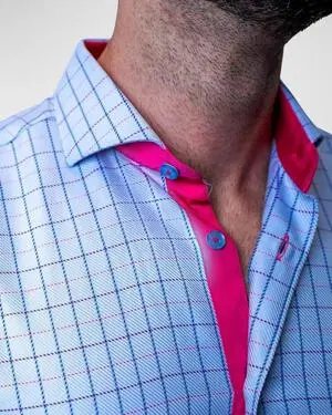MACEOO Apos;s Einstein Check Dress Shirt - Blue