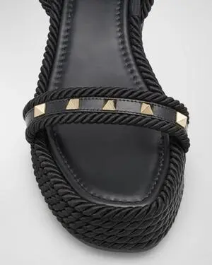 Valentino Garavani Rockstud Espadrille Sandals - Nero