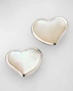 JAN LESLIE Jan Leslie Heart Stud Earrings Mop/silver