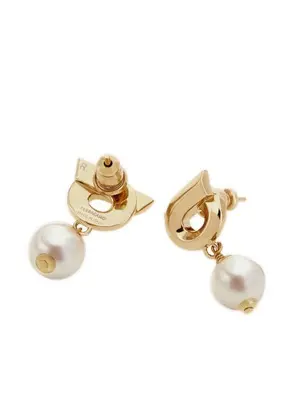 FERRAGAMO Faux-pearl Gancini Earrings - Gold