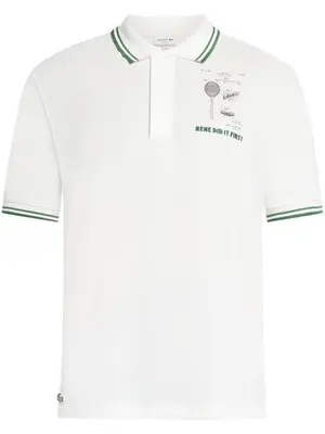 Lacoste Slogan-embroidered Cotton Polo Shirt