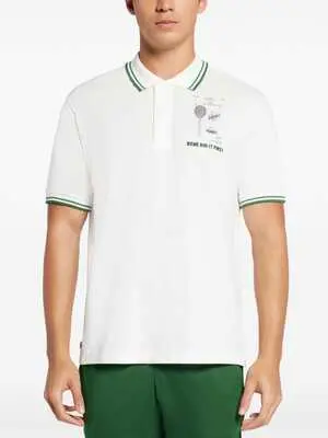 Lacoste Slogan-embroidered Cotton Polo Shirt
