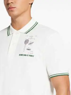 Lacoste Slogan-embroidered Cotton Polo Shirt