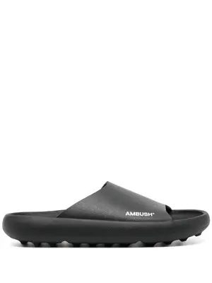 AMBUSH Logo-print Ridged-sole Slides - Black