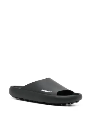 AMBUSH Logo-print Ridged-sole Slides - Black