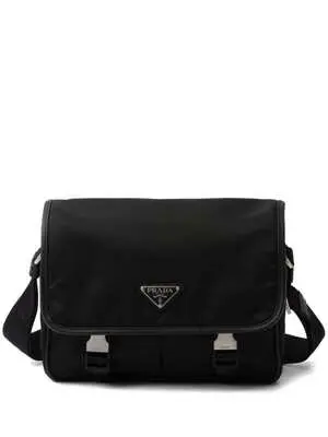 Prada Logo Appliqué Re-nylon Shoulder Bag - Black