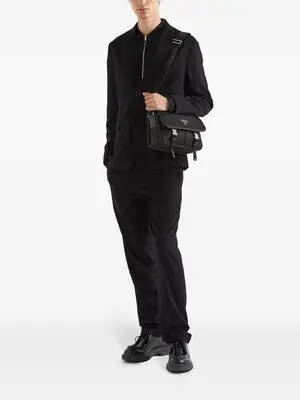 Prada Logo Appliqué Re-nylon Shoulder Bag - Black