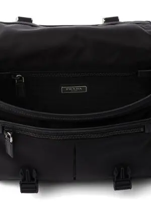 Prada Logo Appliqué Re-nylon Shoulder Bag - Black