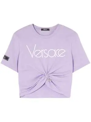 Versace Safety Pin Cropped T-shirt - Purple