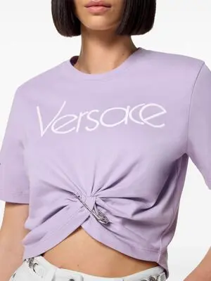 Versace Safety Pin Cropped T-shirt - Purple