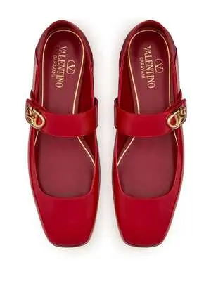 Valentino Garavani Vlogo Locker Mary-jane Ballerinas - Red