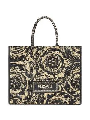 Versace Large Barocco Athena Raffia Tote Bag