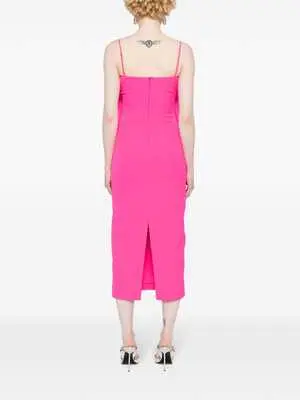 NISSA Floral-appliqué Crepe Midi Dress - Pink