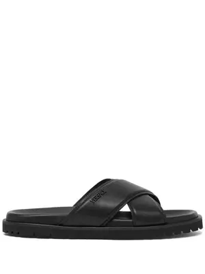 Versace Logo-lettering Leather Sandals