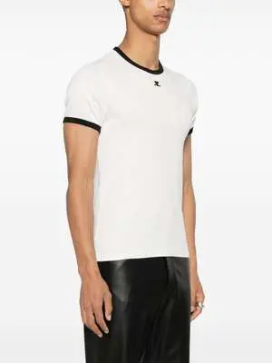 COURREGES Contrast Cotton T-shirt - White