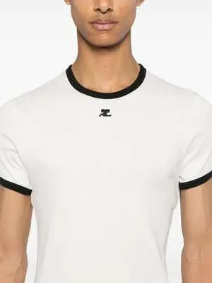 COURREGES Contrast Cotton T-shirt - White