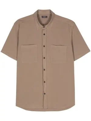 Peserico Cotton-blend Shortsleeved Shirt - Brown